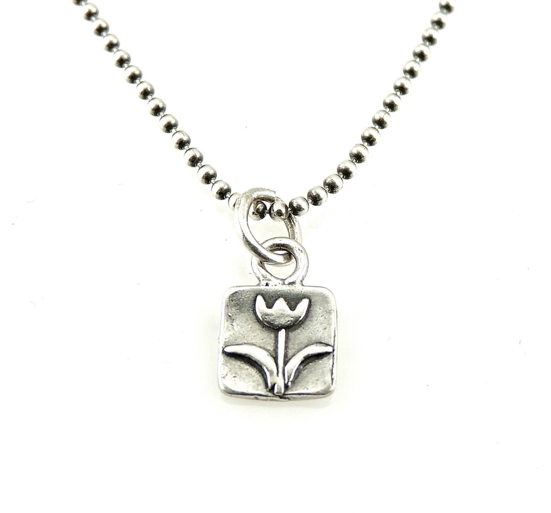 Silver Necklace Silver Tulip Necklace Minimal Necklace - Etsy