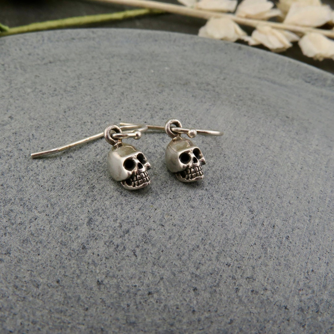 Small Skull Earrings | Sterling Skull Earrings | Silver Mini Skull ...