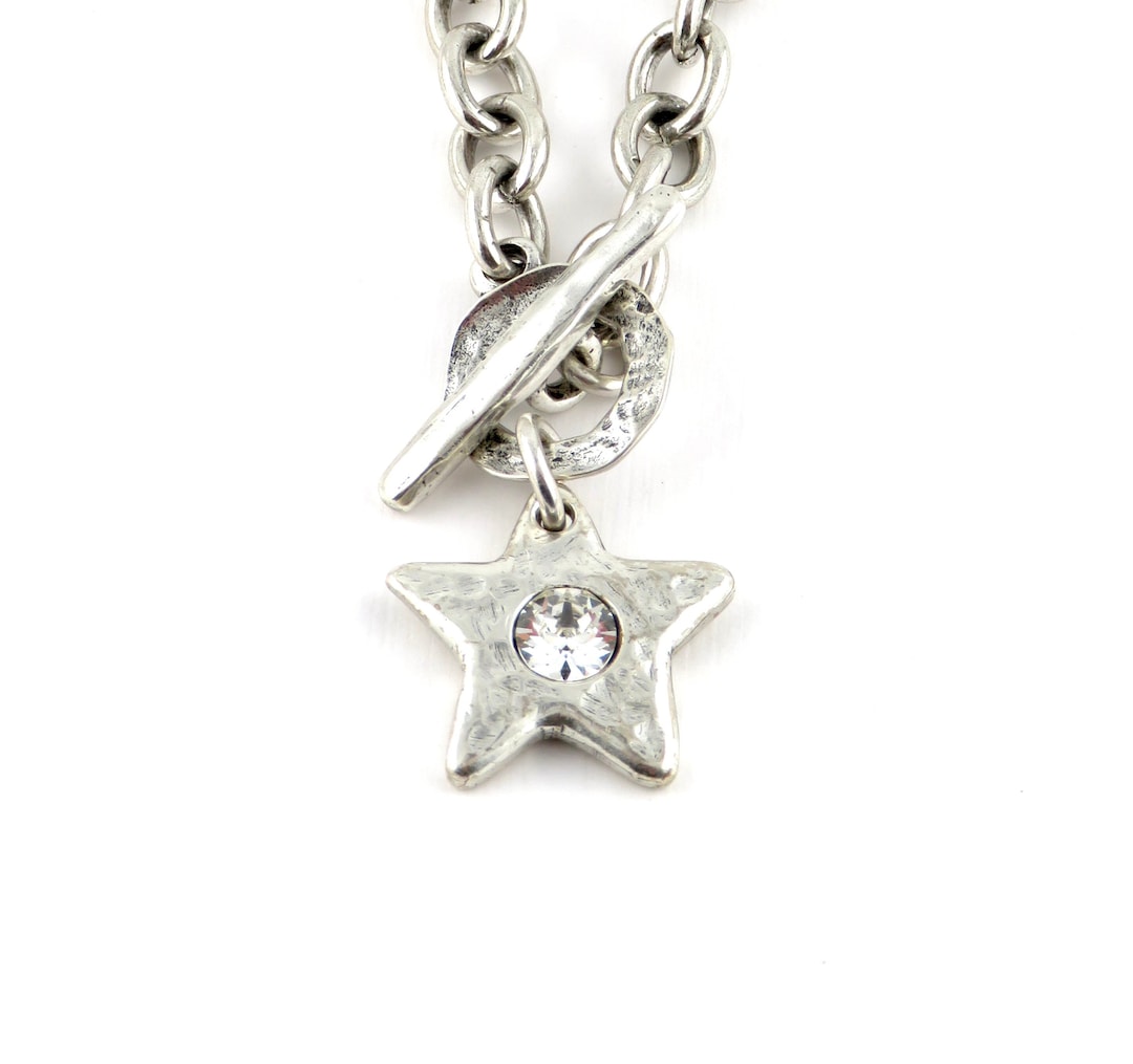 Hammered Silver Star Necklace| Sparkly Silver Star Pendant | Chunky ...