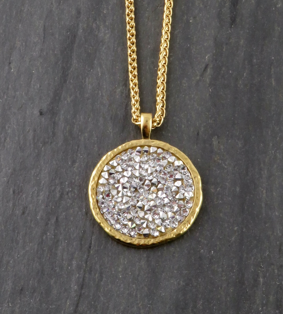 Gold Sparkly Necklace | Multi Crystal Gold Necklace | Gold and Silver ...