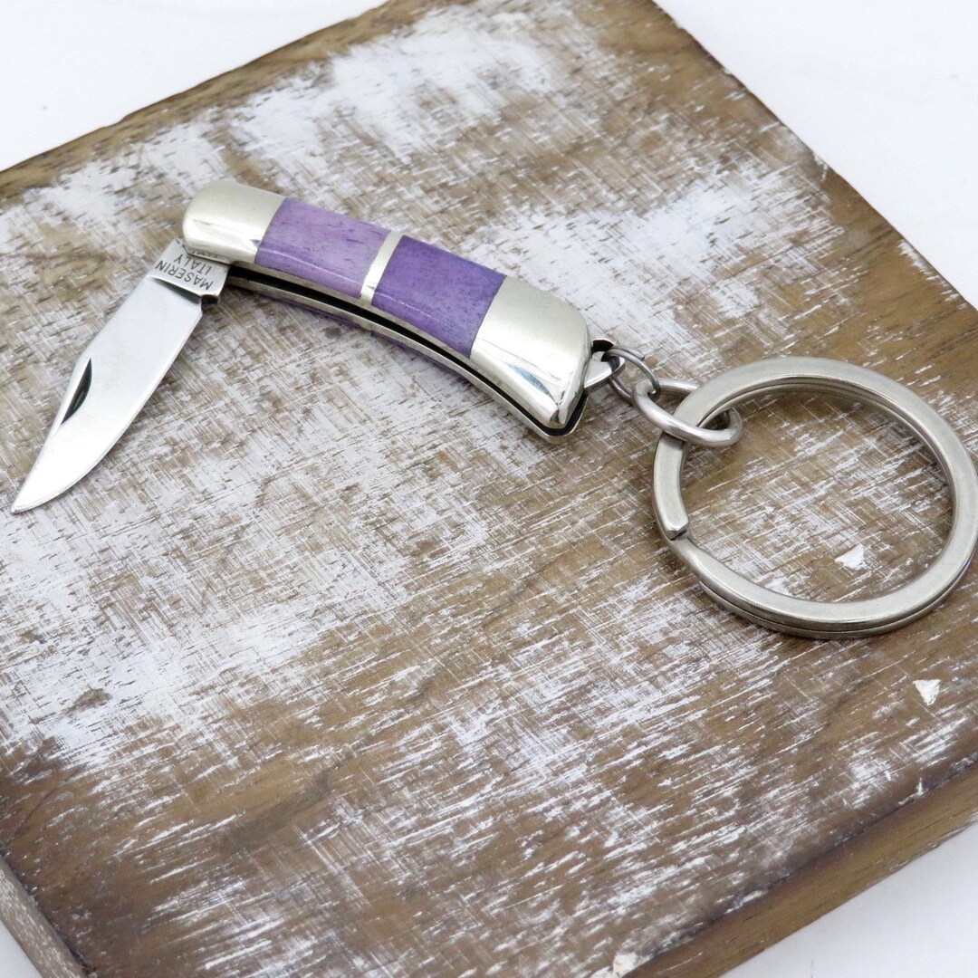 Mini Knife Keyring | Keychain Knife | Small Knife Keychain | Purple ...
