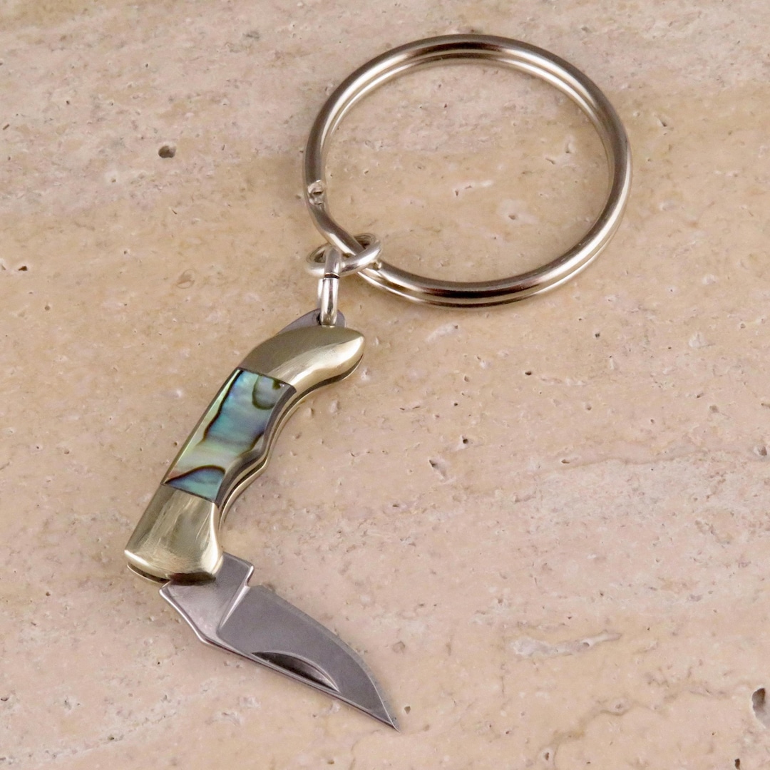 Keychain Knife Mini Knife Keyring Small Pocketknife Keychain Abalone ...