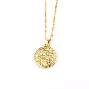 Gold Medallion Necklace | Gold Filled Medallion Pendant | Geometric ...