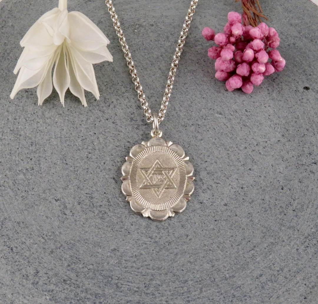 Sterling Jewish Star Necklace | Fancy Star David Necklace | Silver ...
