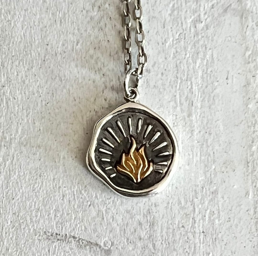 Sterling Flame Pendant | Silver Fire Necklace | Two Tone Flames Pendant ...