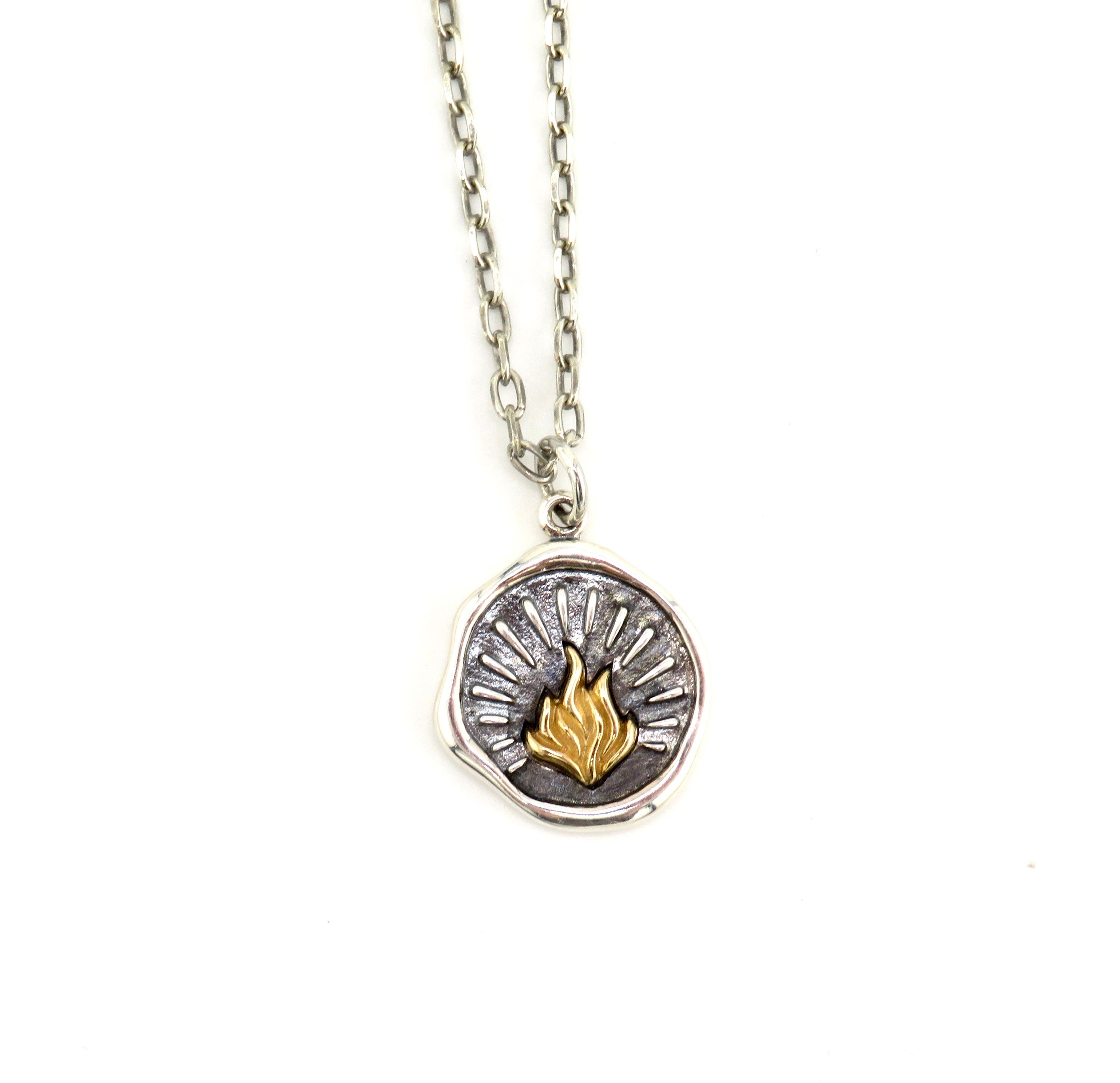 Sterling Flame Pendant | Silver Fire Necklace | Two Tone Flames Pendant ...