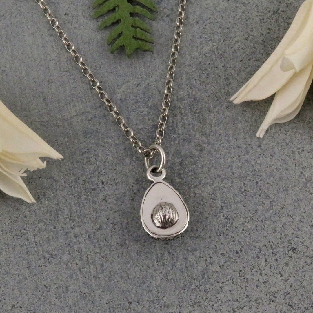 Avocado Necklace | Sterling Avocado Pendant | Silver Avocado Charm ...