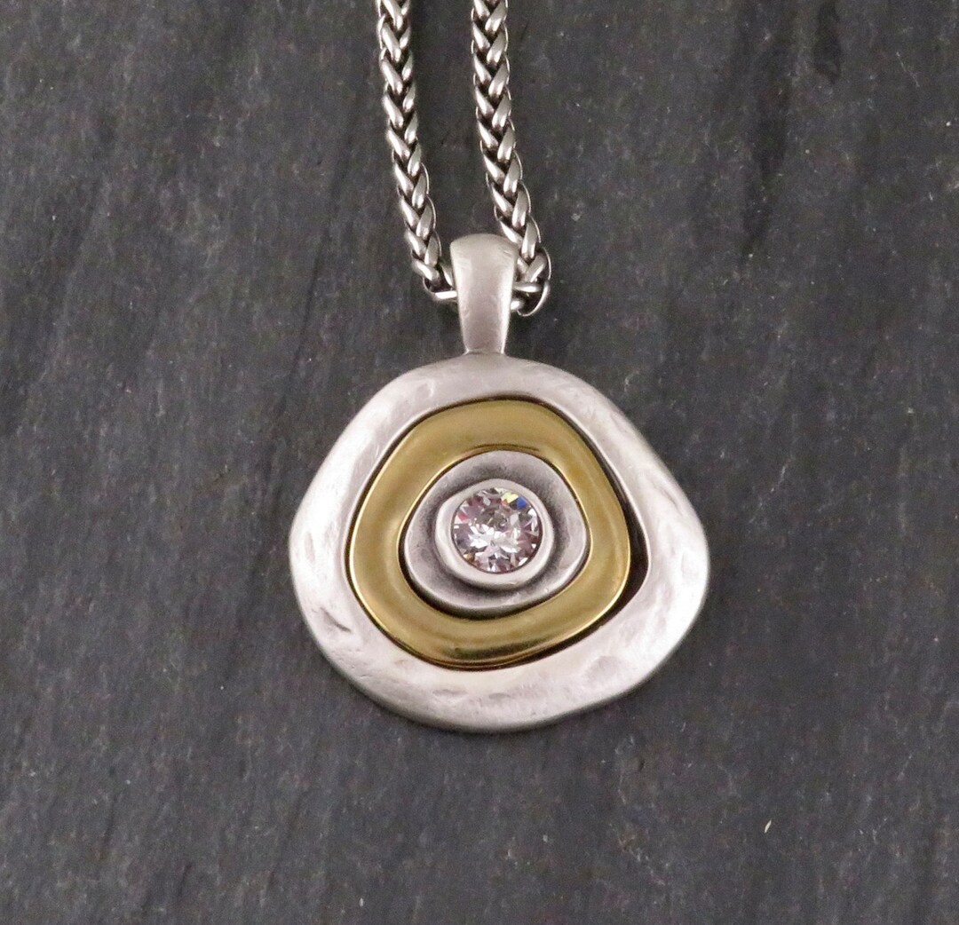 Two Tone Necklace | Gold Silver Necklace | Silver Gold Pendant | Mixed ...
