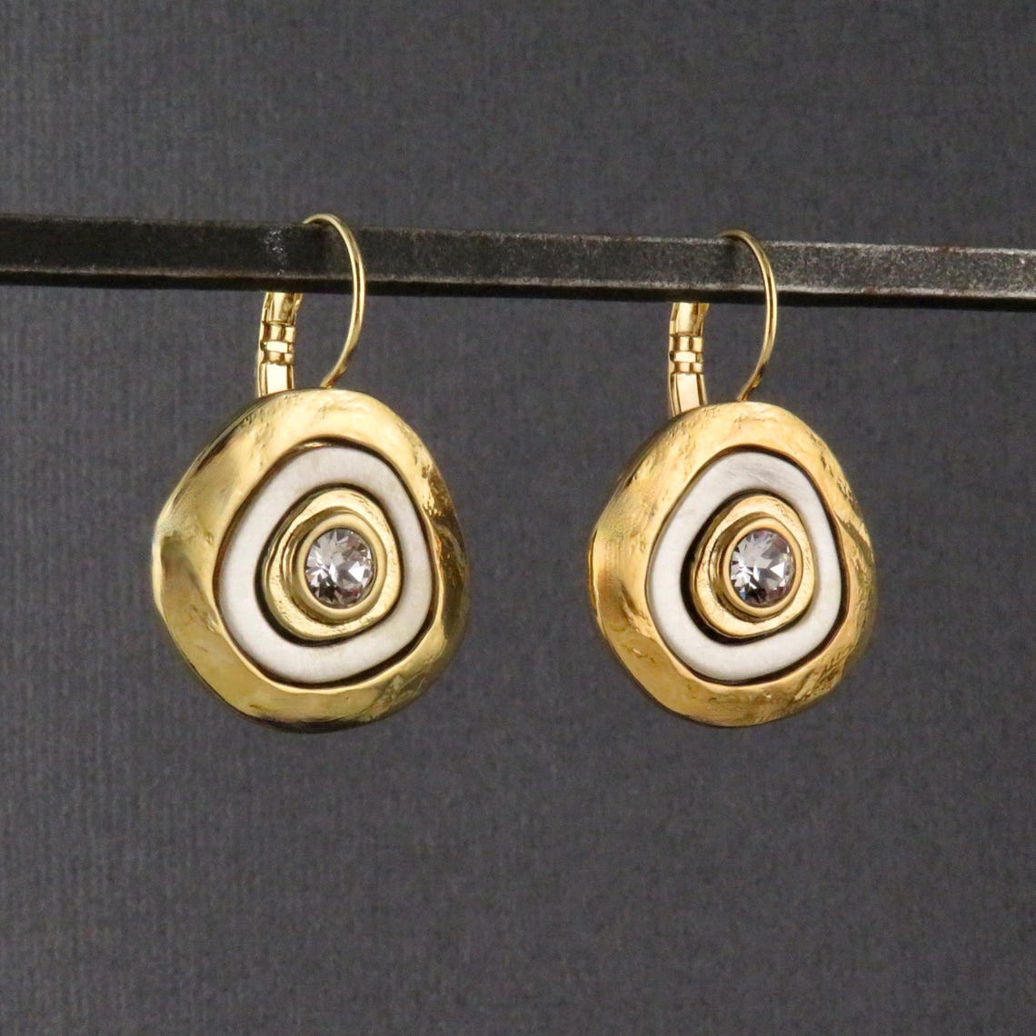 Two Tone Medallion Earrings | Gold Silver Earrings | Mixed Metal ...
