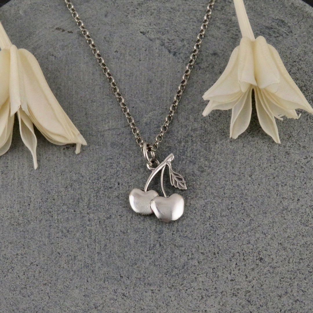 Silver Cherry Necklace Sterling Cherry Pendant Silver Cherry Pendant ...