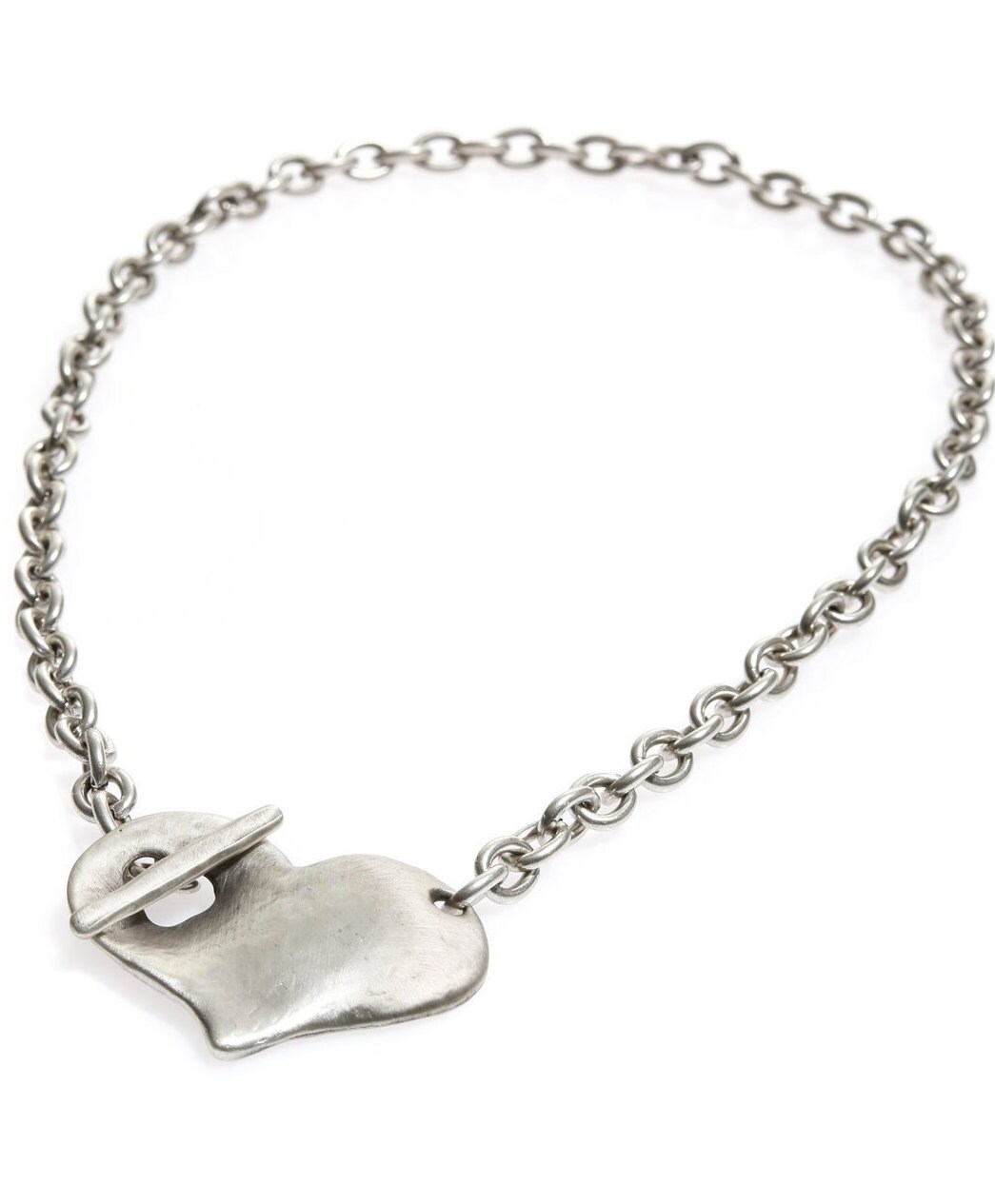 Hammered Silver Heart Necklace Chunky Heart Necklace | Etsy