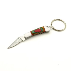 Rainbow Wood Knife Keychain Keychain Knife Mini Knife Keyring Small ...