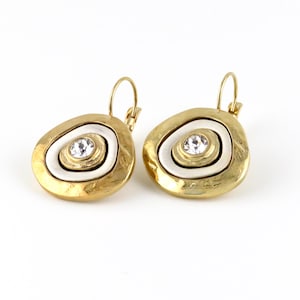 Two Tone Medallion Earrings | Gold Silver Earrings | Mixed Metal ...