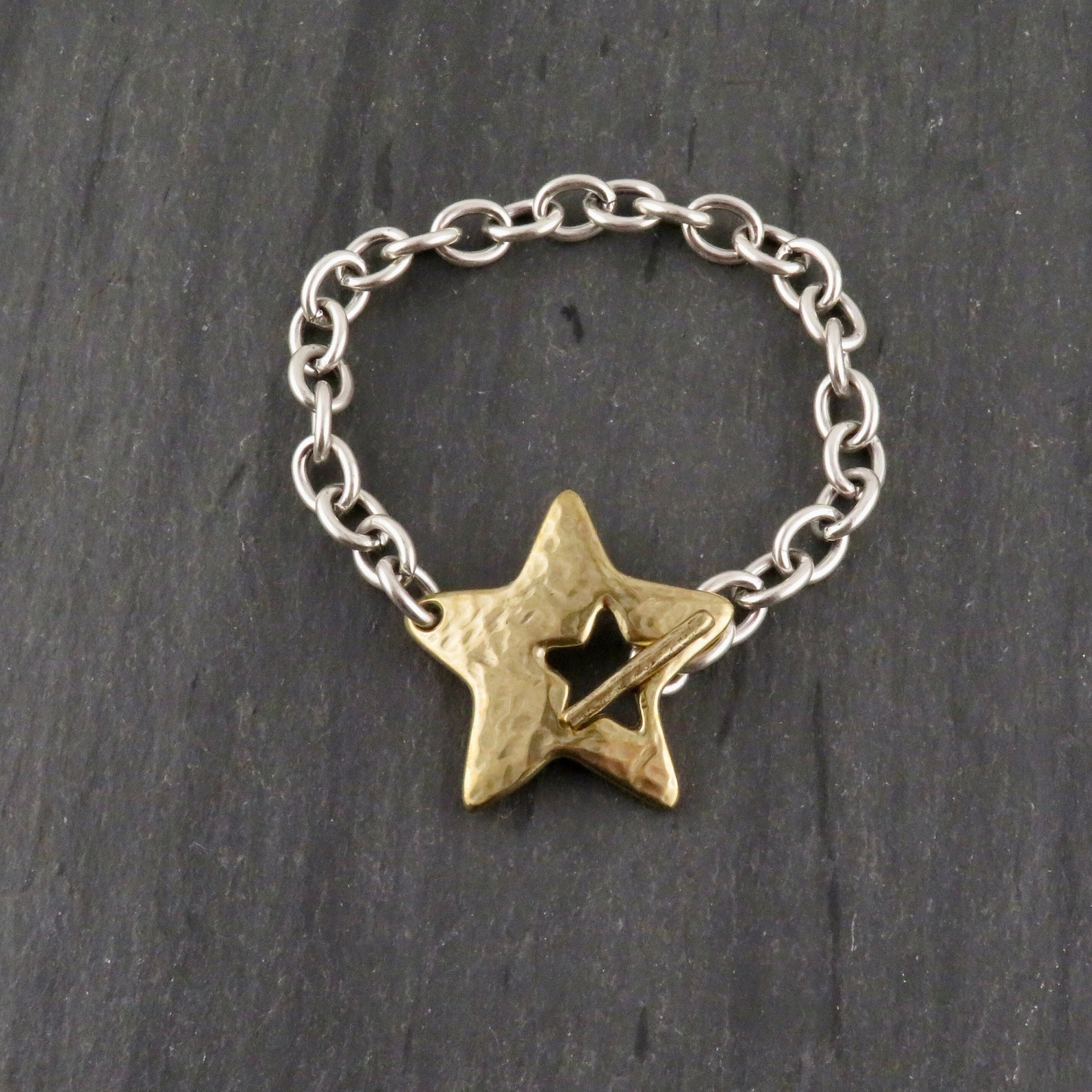 Two Tone Star Bracelet | Hammered Star Bracelet | Chunky Star Bracelet ...