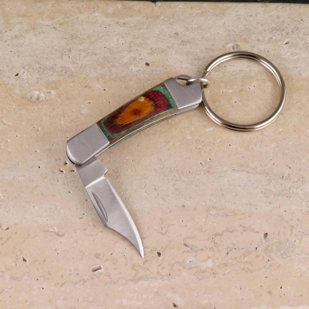 Rainbow Wood Knife Keychain | Keychain Knife | Mini Knife Keyring ...