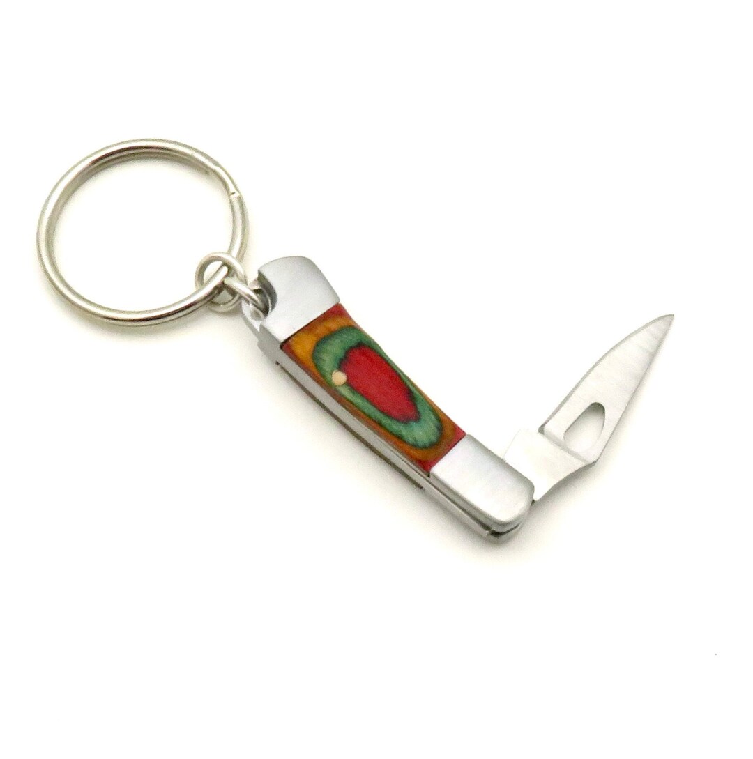 Rainbow Wood Knife Keychain Keychain Knife Mini Knife Keyring Small ...