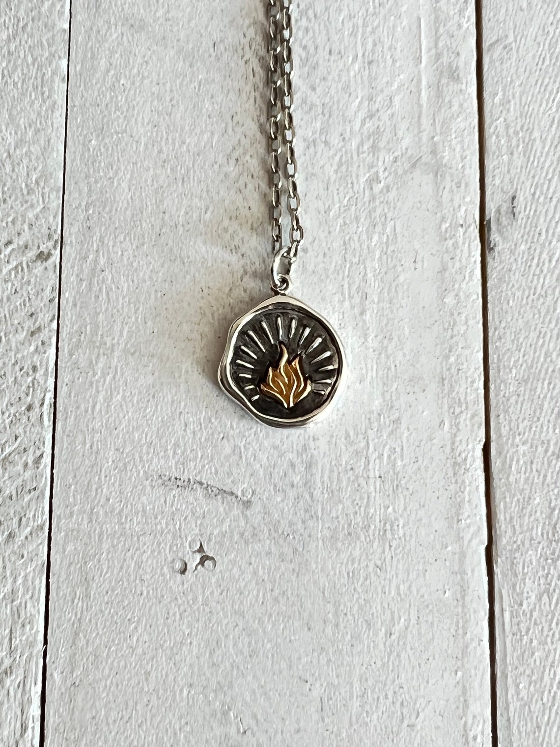 Sterling Flame Pendant | Silver Fire Necklace | Two Tone Flames Pendant ...