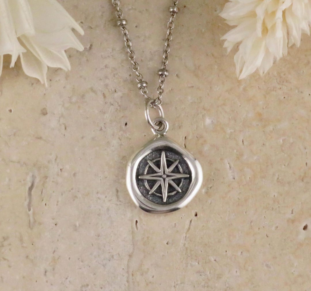 Sterling Small Compass Necklace | Silver Compass Pendant | Guidance ...