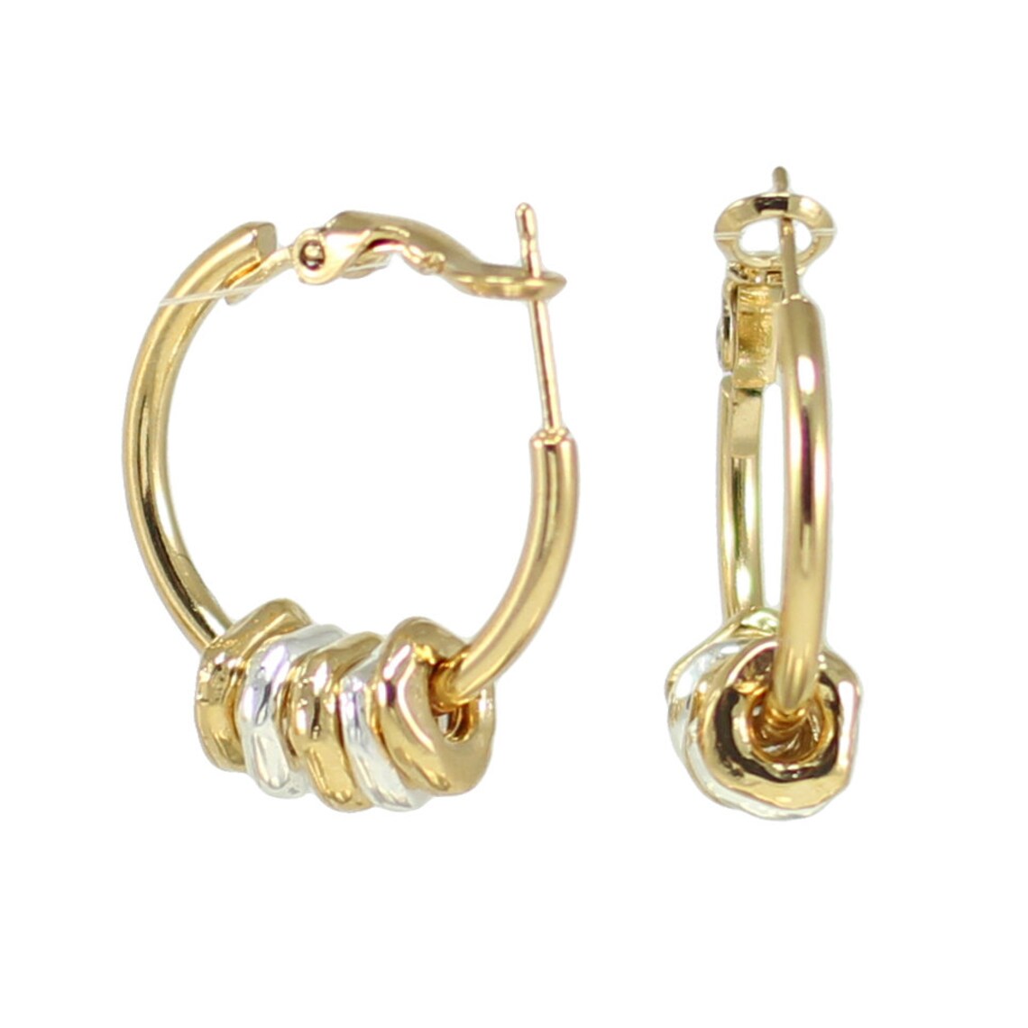 Two Tone Hoop Earrings | Gold and Silver Earrings | Mixed Metal Hoop ...