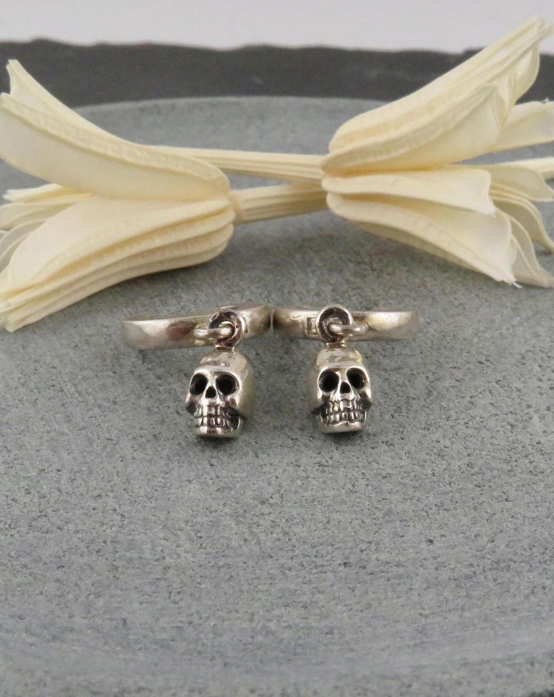 Skull Hoop Earrings | Small Sterling Skull Earrings | Mini Skull ...