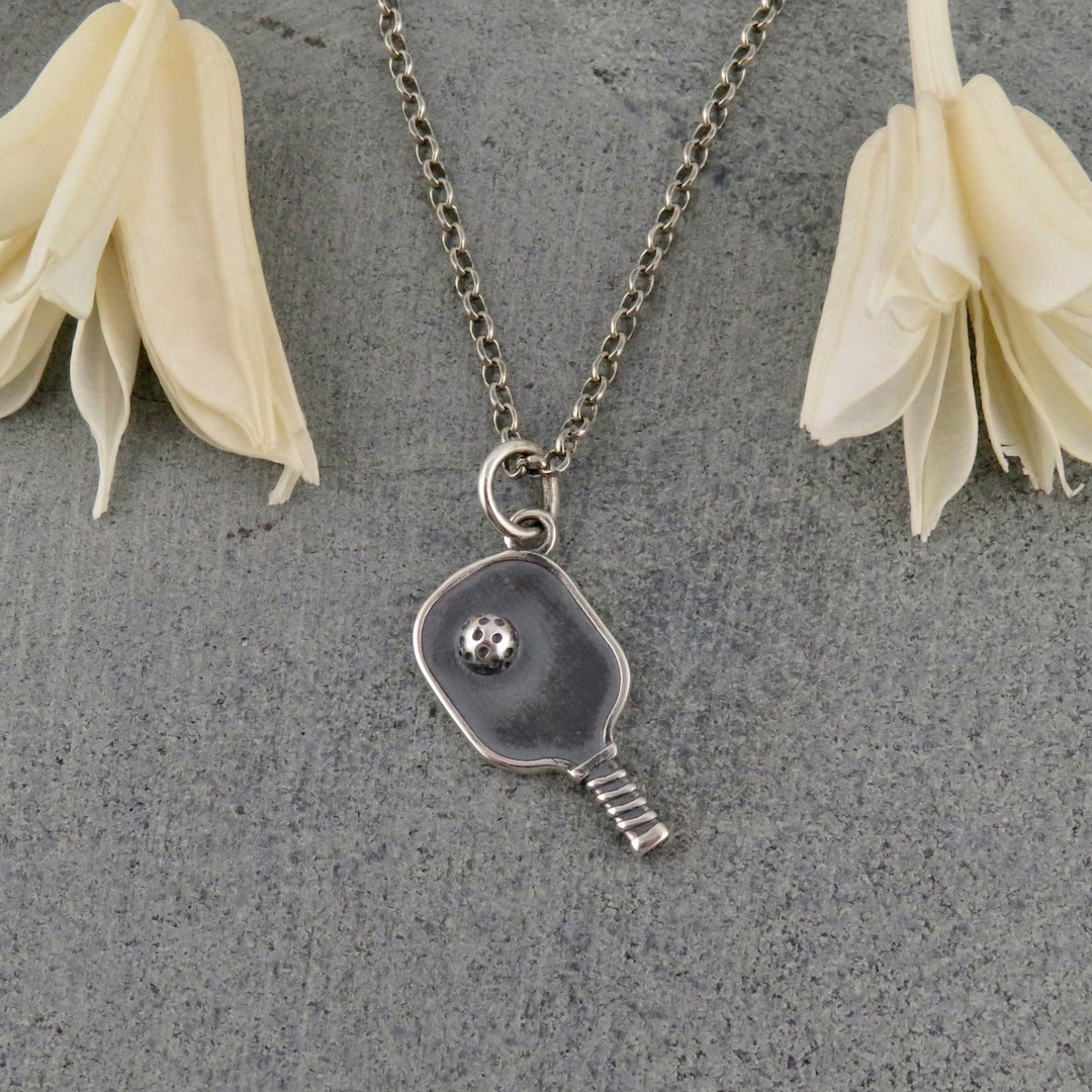 Pickleball Necklace | Sterling Pickleball Pendant | Silver Pickleball ...