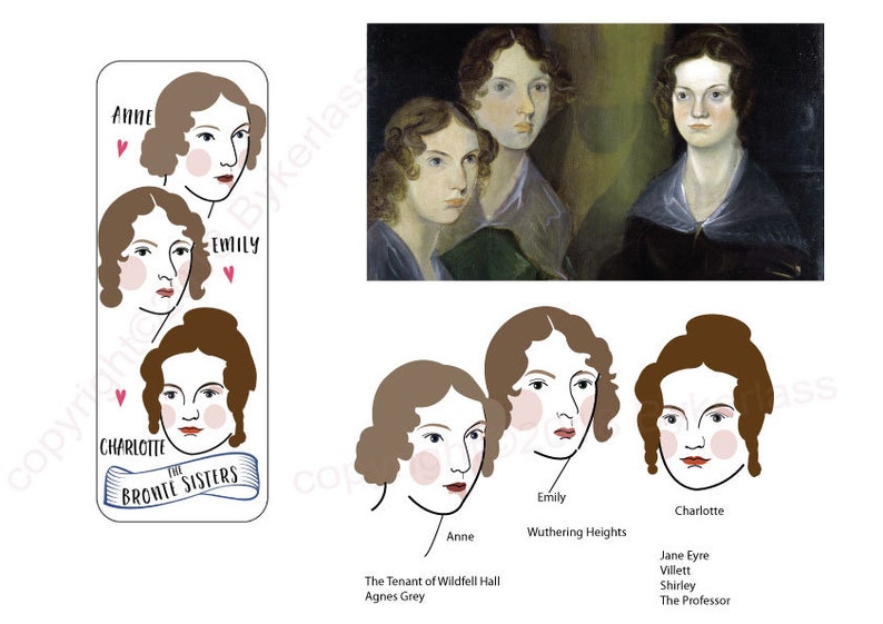 The Bronte Sisters Character Wooden Keyring - Etsy UK