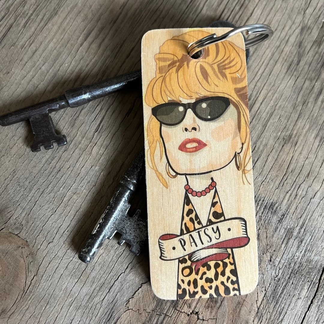 Porte-clés en bois personnage Patsy Joanna Lumley - Etsy France