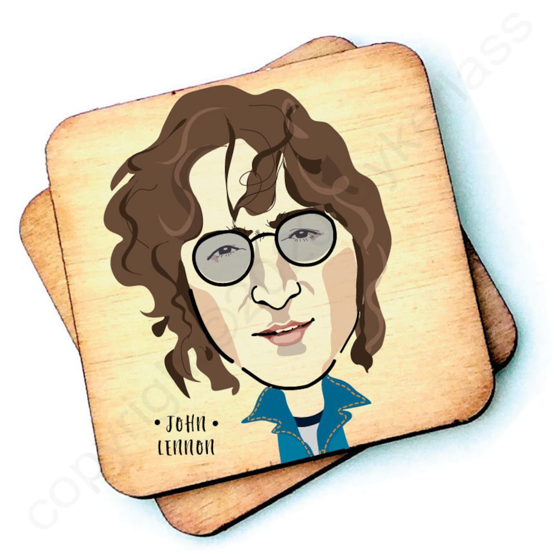 John Lennon long Hair Character Wooden Coaster - Etsy
