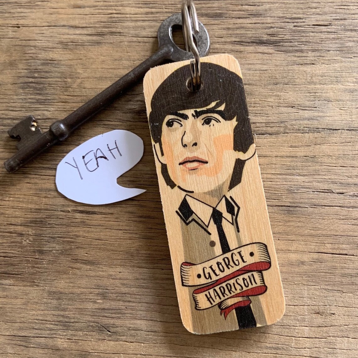 George Harrison Character Wooden Keyring | Etsy