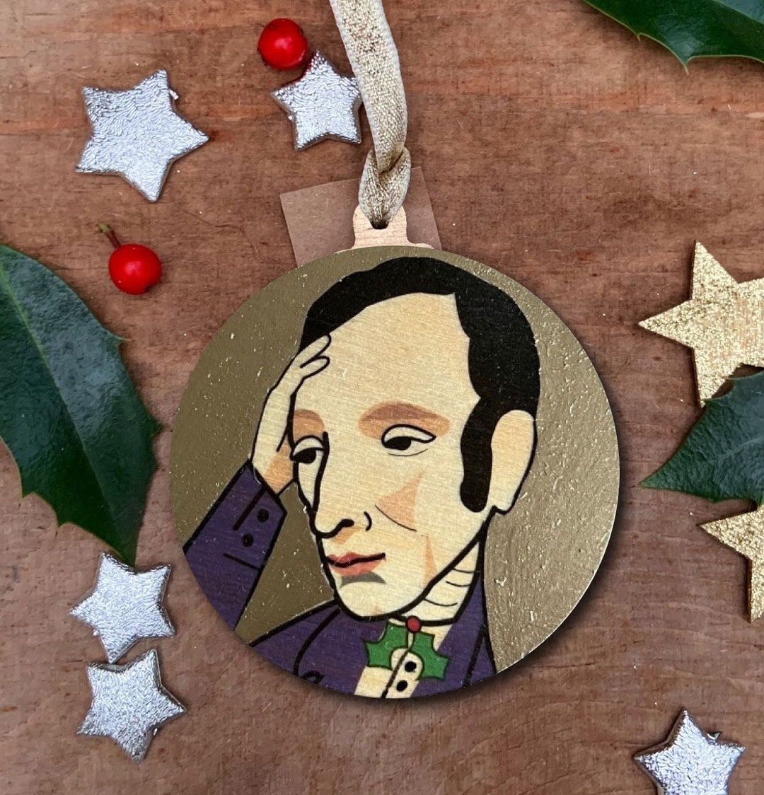 William Wordsworth Character Wooden Bauble Hand Painted With Gold Leaf ...