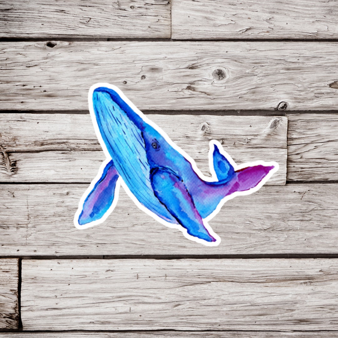 Whale Sticker,humpback Whale Sticker, Waterproof Sticker, Watercolor ...