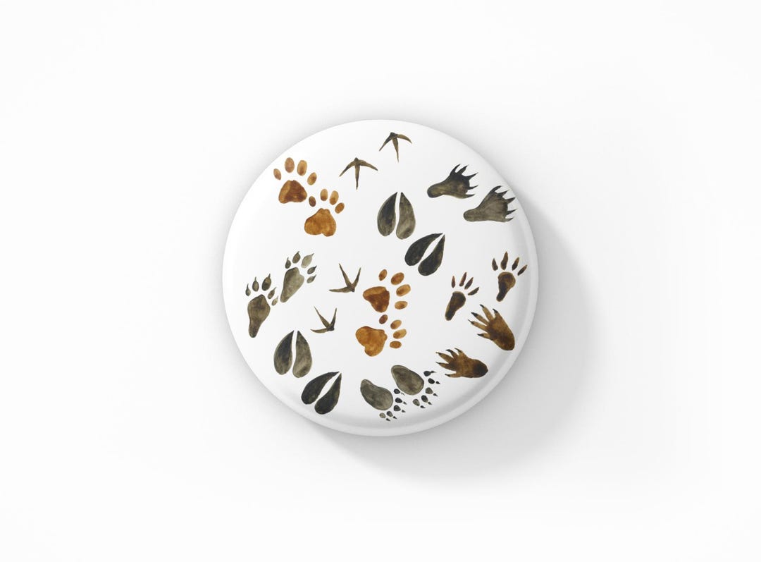 Animal Tracks Pin, Animal Track Pin Back Button, Animal Pin, Tracks Pin ...