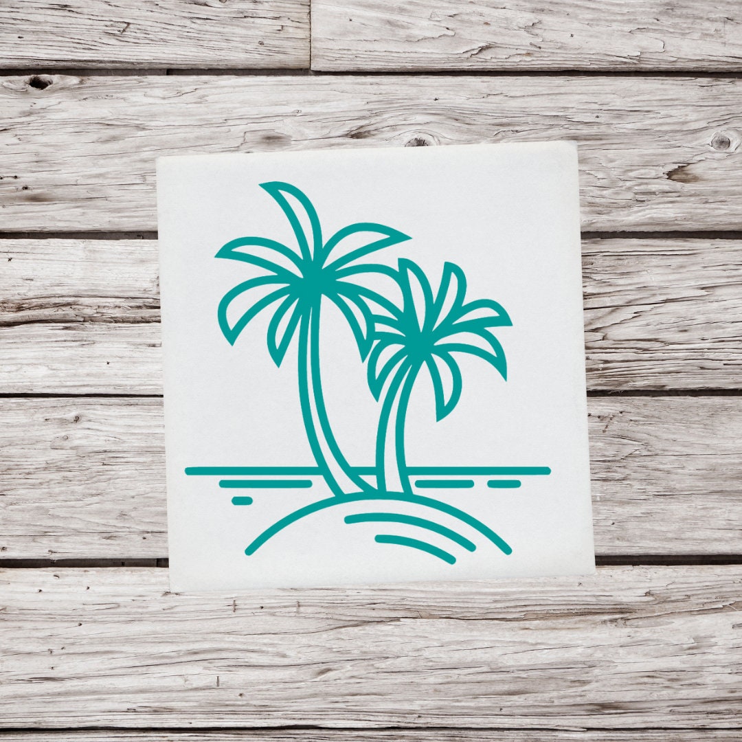 Beach Palm Tree Decal, Palm Tree Decal, Tree Decal, Ocean Decal ...