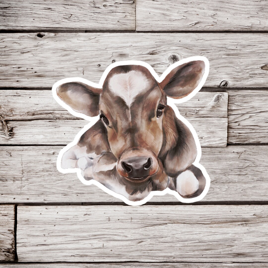 Cow Sticker, Watercolor Cow Sticker, Farm Animal Sticker, Waterproof ...