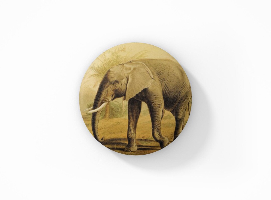 African Elephant Pin Button, Elephant Keychain, Elephant Magnet, Animal ...