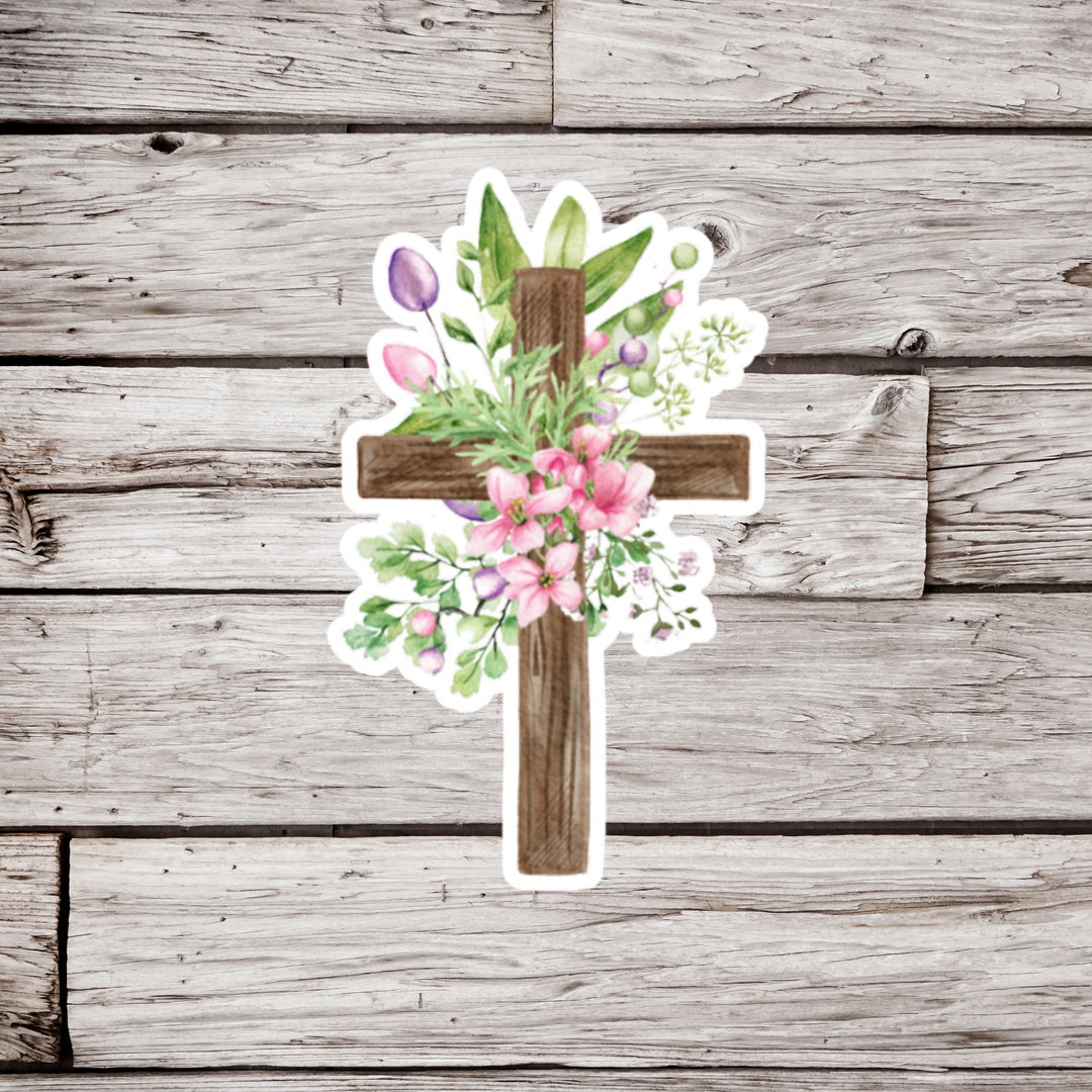 Cross Sticker, Floral Cross Sticker, Easter Sticker, Church Sticker ...