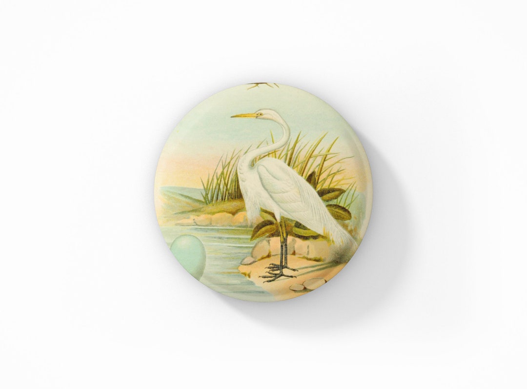 Crane Pin, Crane Pin Back Button, Heron Pin, Natural History Pin ...