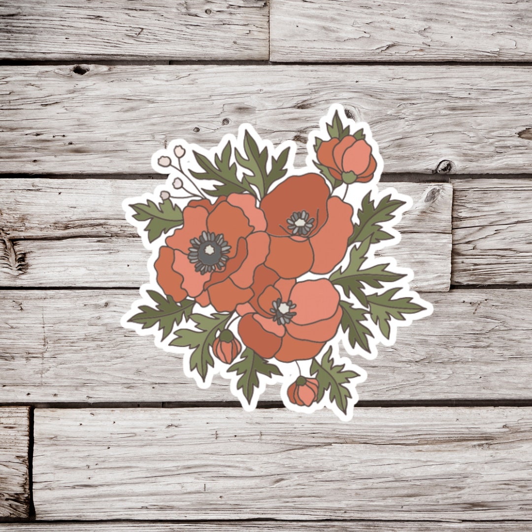 Poppy Flower Sticker or Magnet, Poppy Sticker, Flower Sticker ...