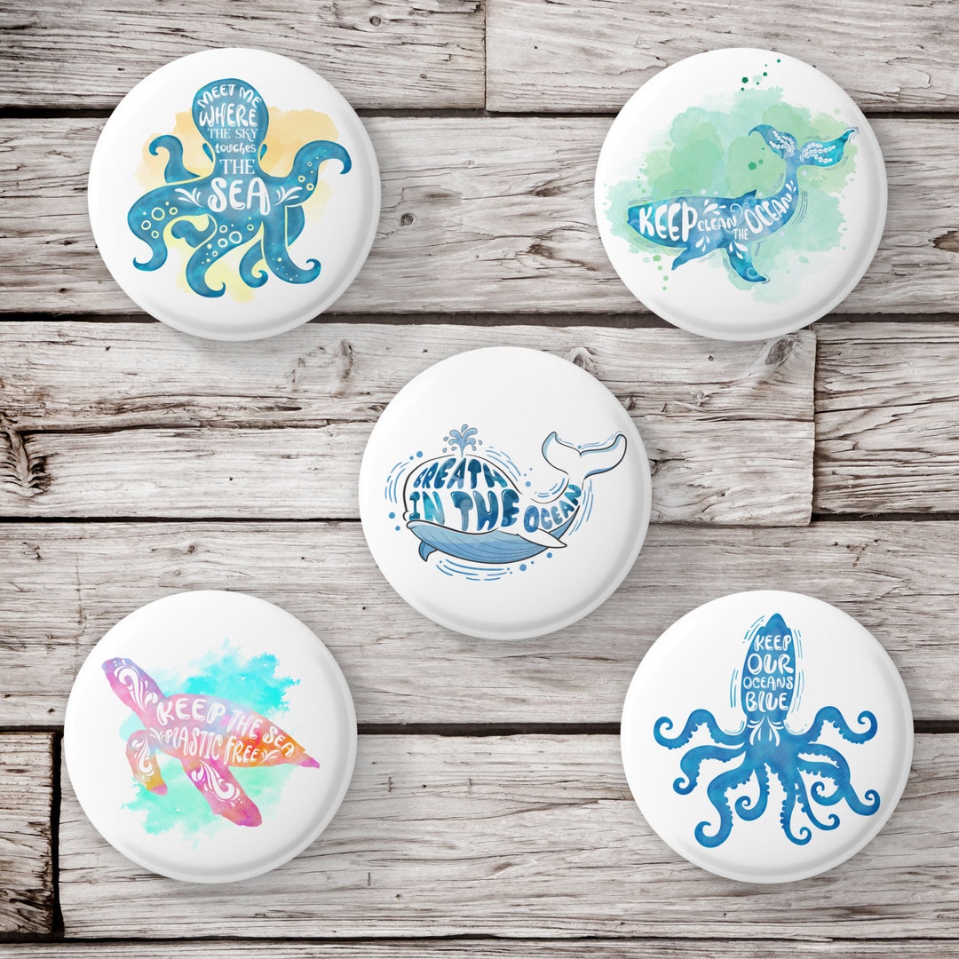 Ocean Pin, Pollution Pin, Environmental Pin, Sea Turtle Pin, Octopus ...