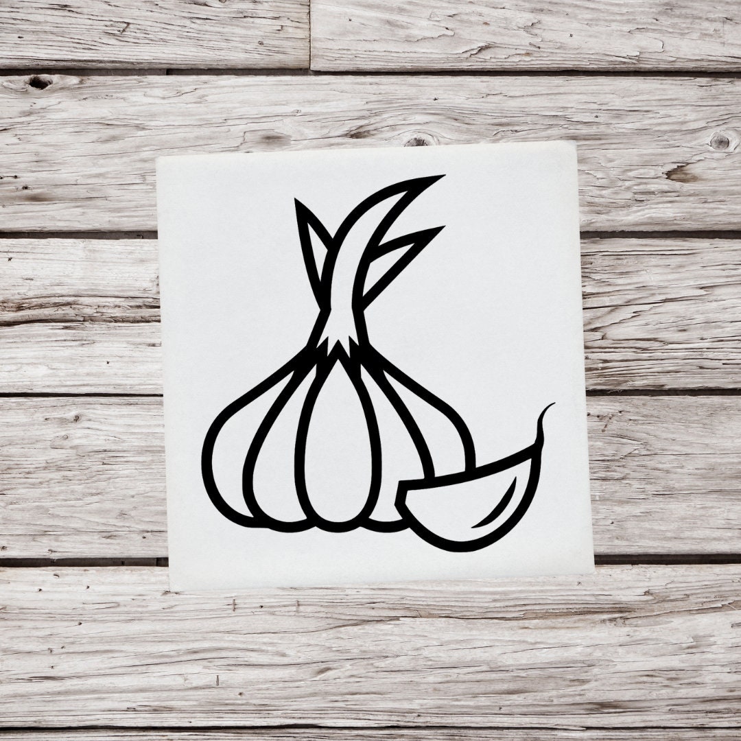 Garlic Decal, Garlic Vinyl Decal, Garlic Sticker, Herb Decal, Food ...