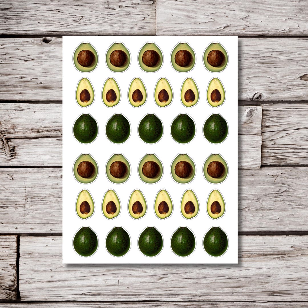 Avocado Stickers, Avocado Sticker Sheet, 8.5x11" Sticker Sheet, Avocado ...