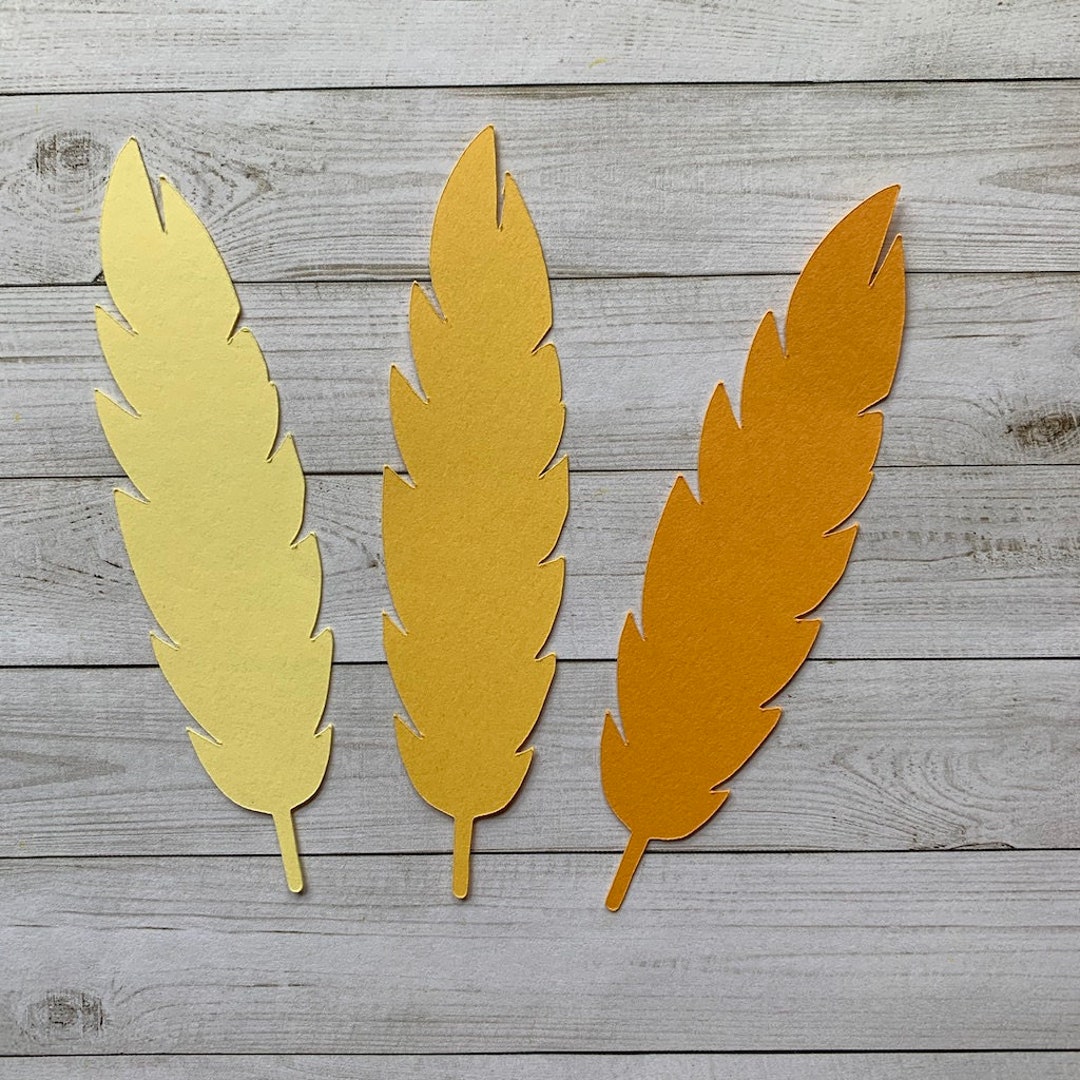 Yellow Feather Confetti Set Feather Confetti Feather Cut Out Feather ...