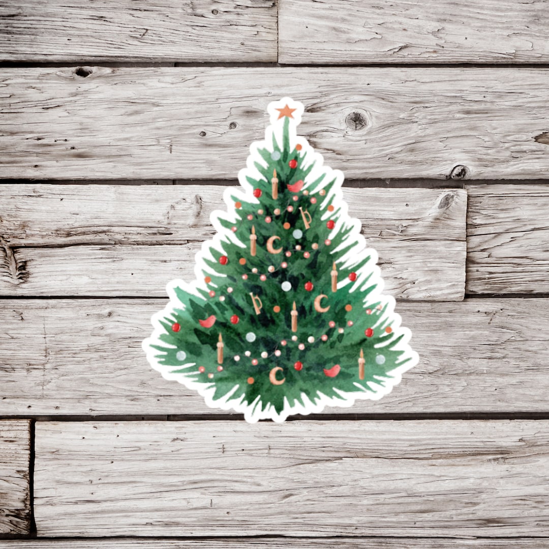 Christmas Tree Sticker, Pine Tree Sticker, Holiday Sticker, Christmas ...