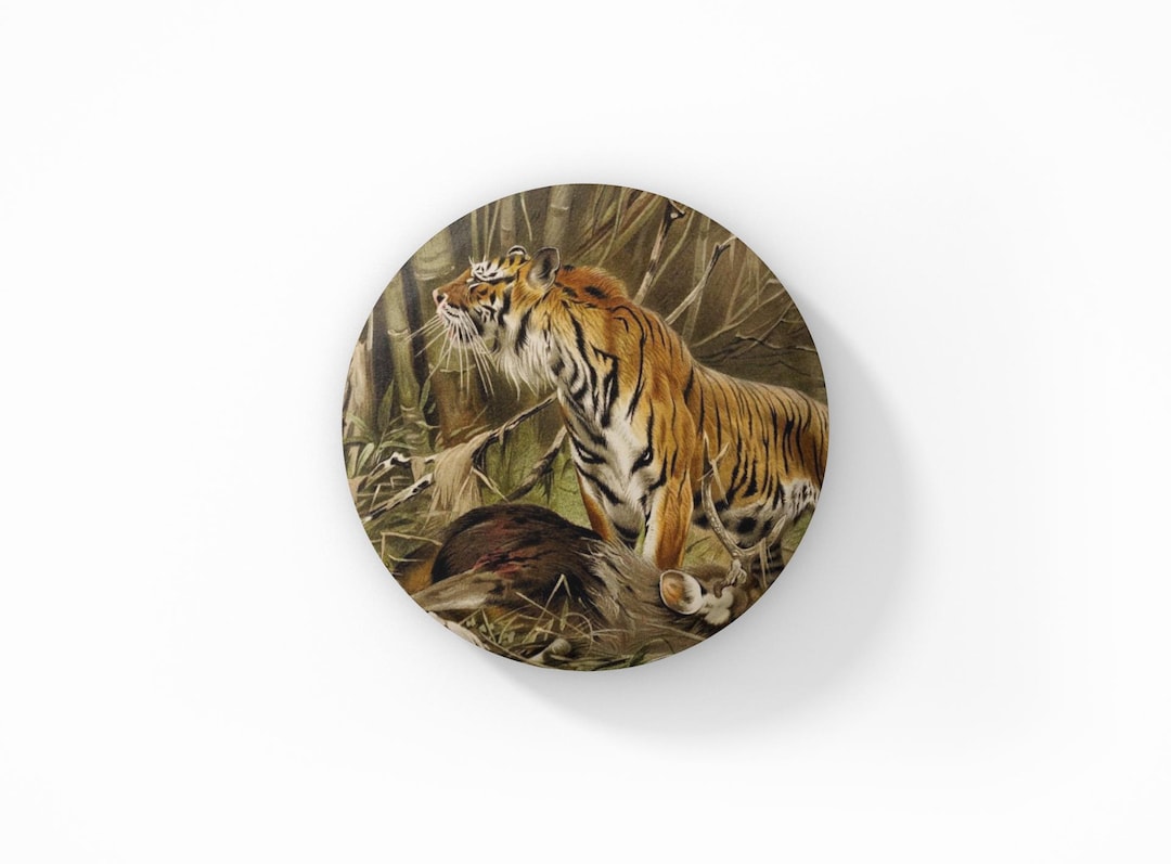 Tiger Pin Button, Tiger Keychain, Tiger Magnet, Animal Pin, Wildlife ...