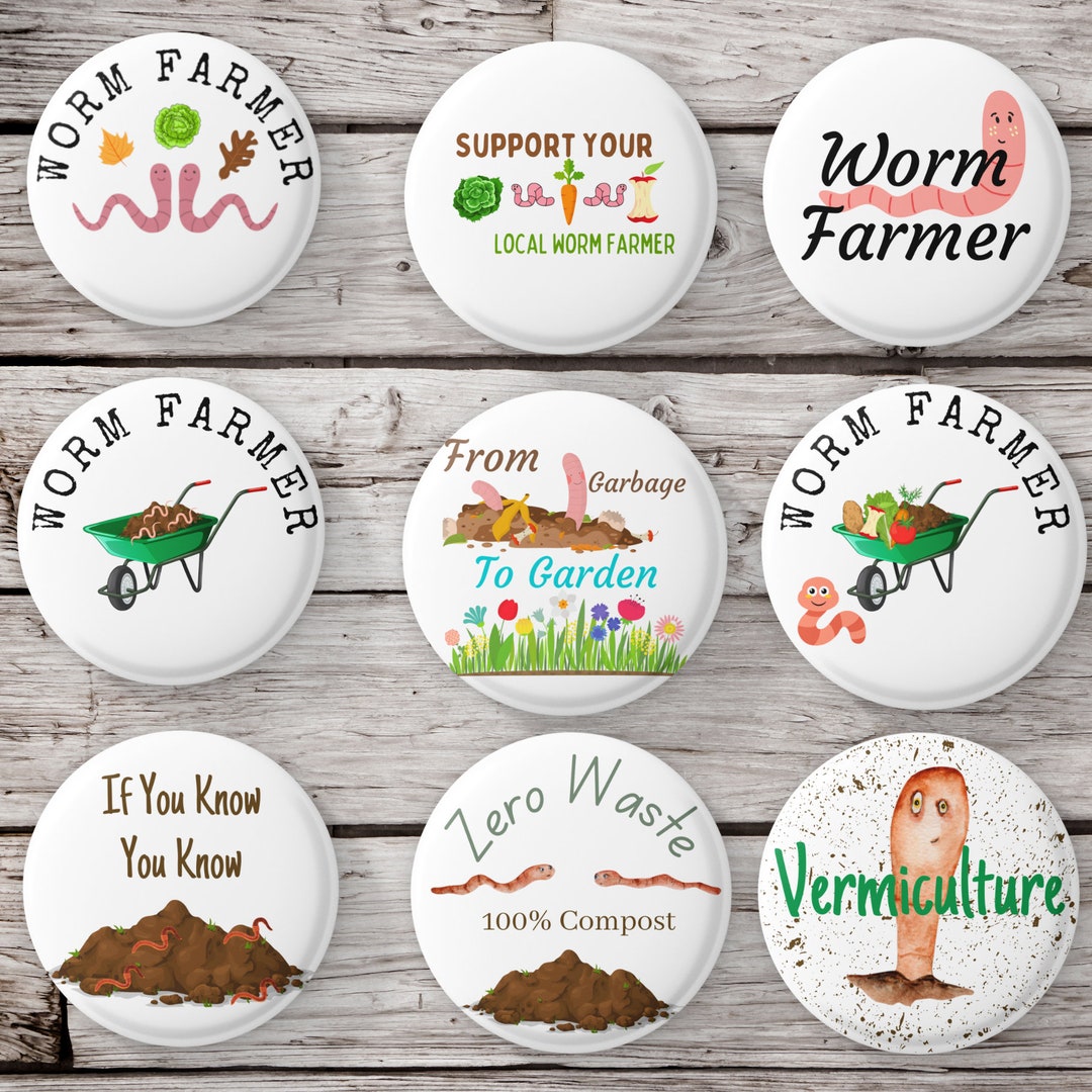 Vermiculture Pin, Worm Pin, Worm Farmer Pin, Compost Pin, Garden Pin ...