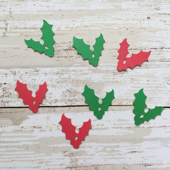 Holly Confetti Holly Cut Outs Holly Die Cuts Leaf - Etsy