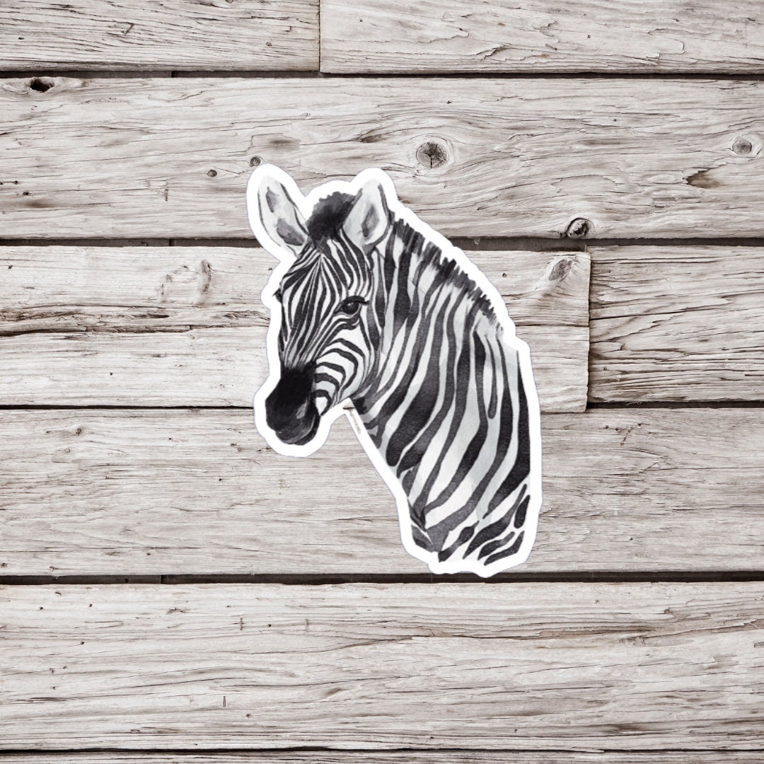 Zebra Sticker, Watercolor Zebra Sticker, Safari Sticker, Waterproof ...