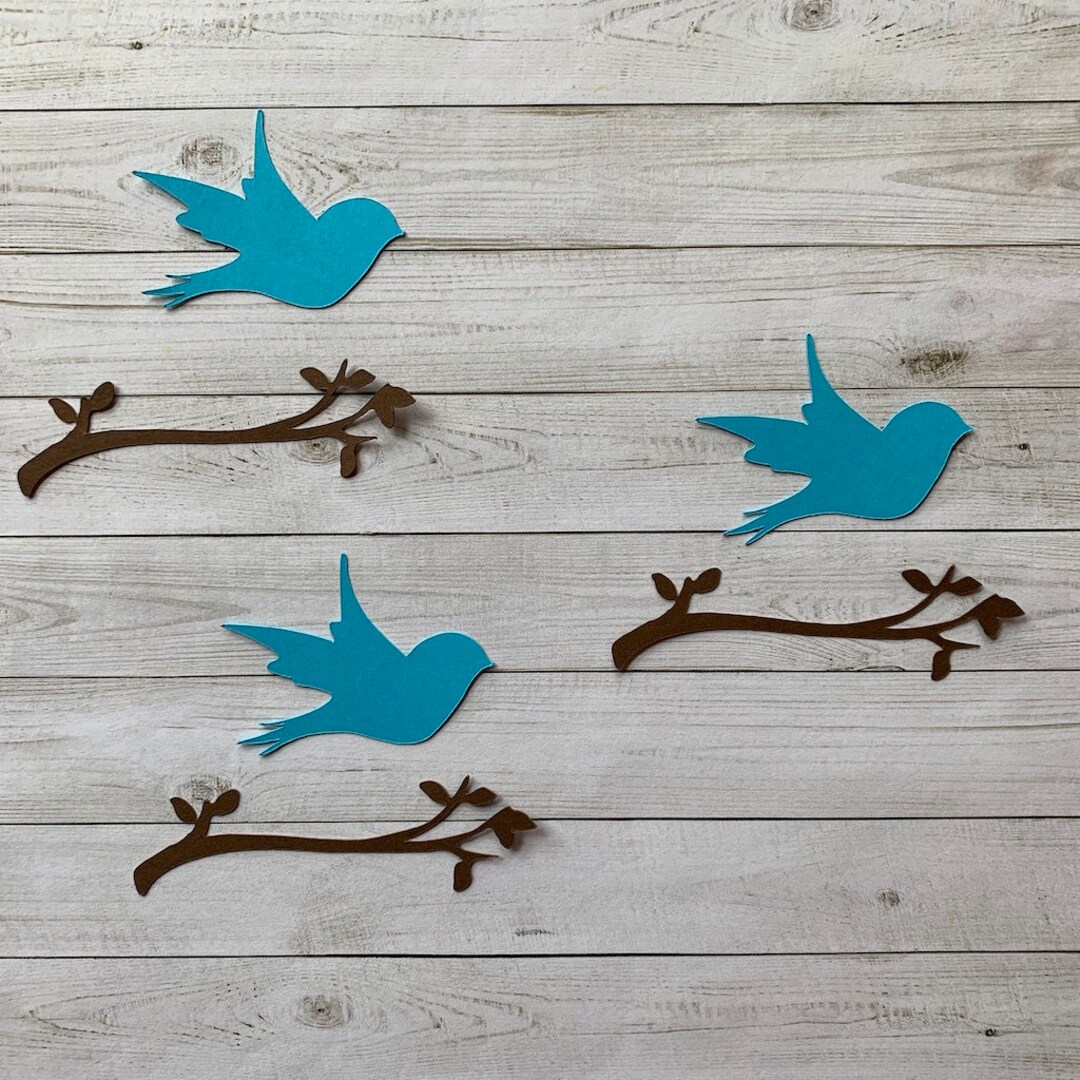 Blue Bird & Branch Confetti Set Blue Bird Confetti Blue Bird Cut Out ...