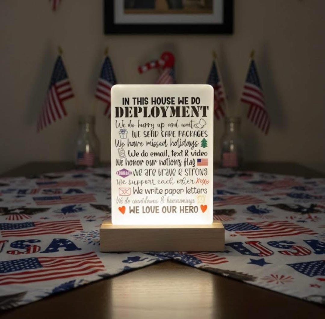 Military Family Deployment Lighted Sign: LED Wooden Base Decor - Etsy