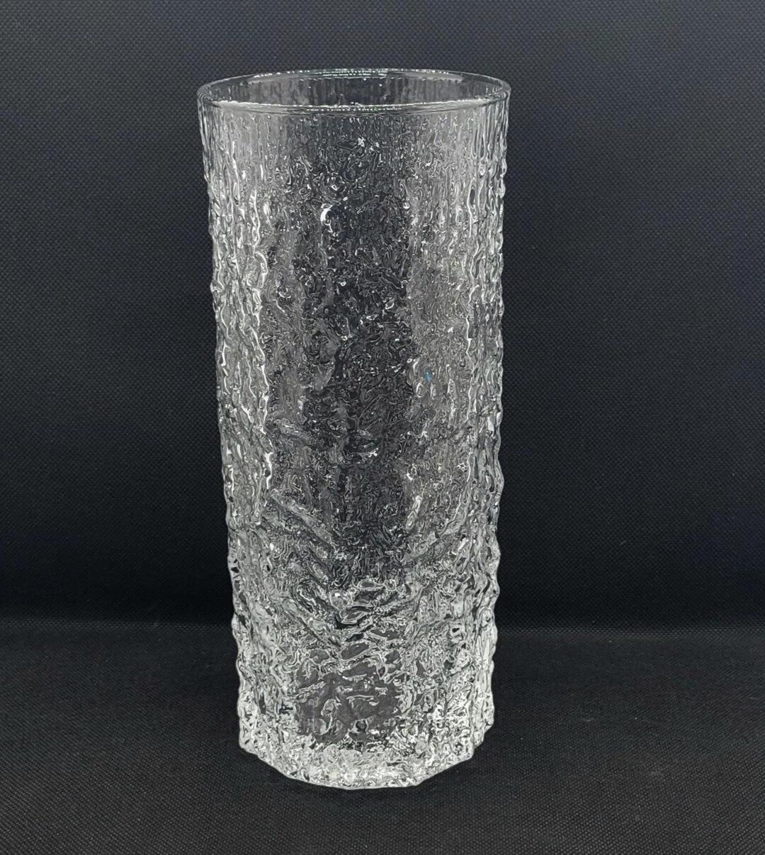 Mid Century Modern Bark Textured Glass Cylinder Vase, 9 3/8" - Etsy